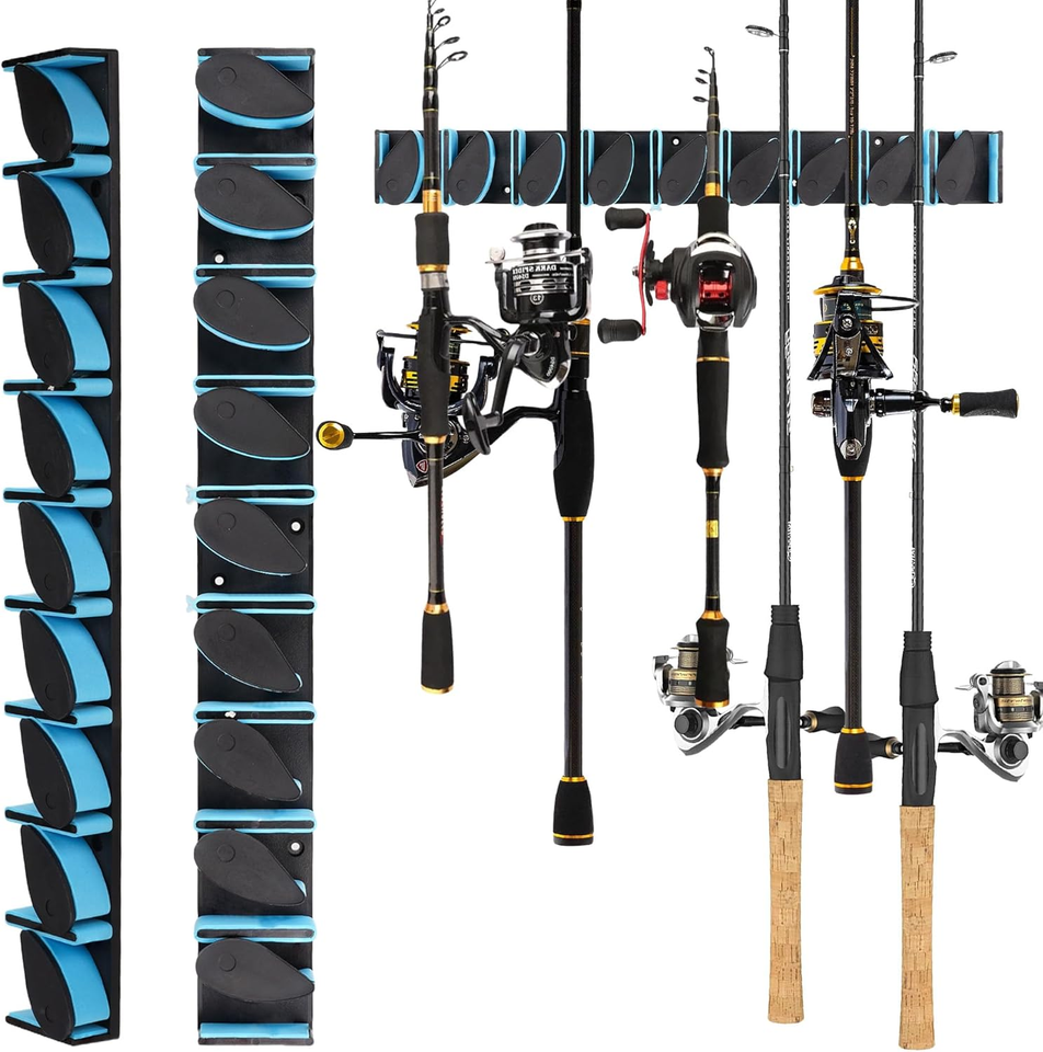 Vertical Fishing Rod Holder 9 Rods Fishing Pole Holder Wall Mounted ...