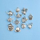 Tea Charm Collection Antique Silver Tone - 12 Different Charms - COL006 ...