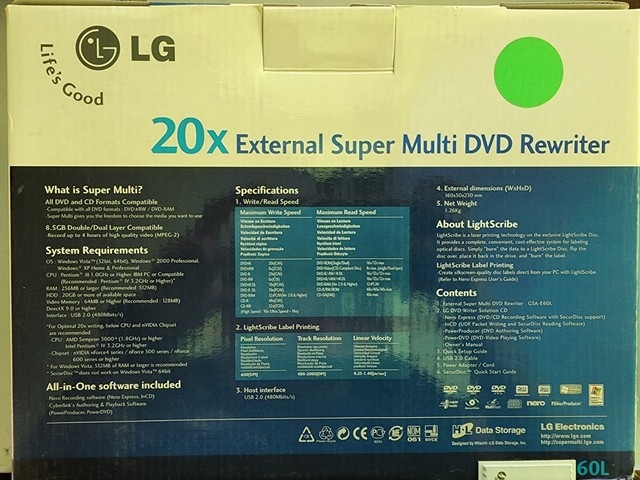 LG External Super Multi DVD Rewriter 20x Lightscribe for sale online | eBay