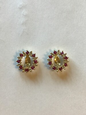 14k yellow gold ruby diamond earring Jackets | eBay