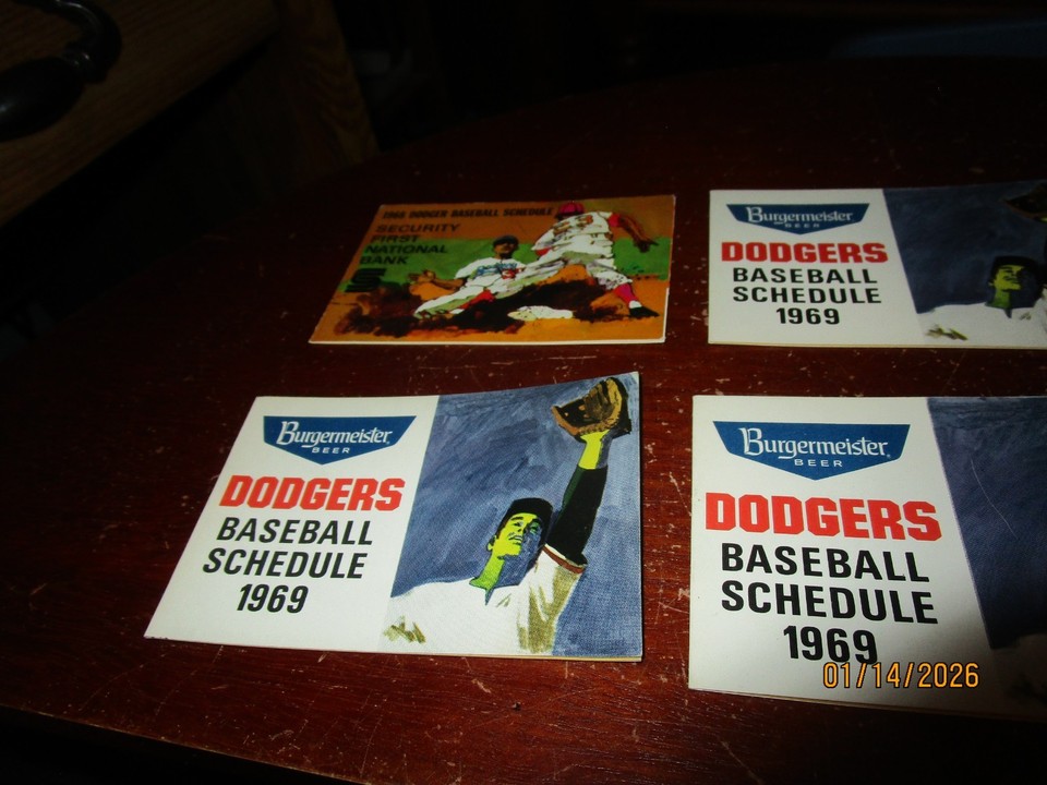 1968 1969 Los Angeles Dodgers Baseball Pocket Schedule Lot (5) | eBay