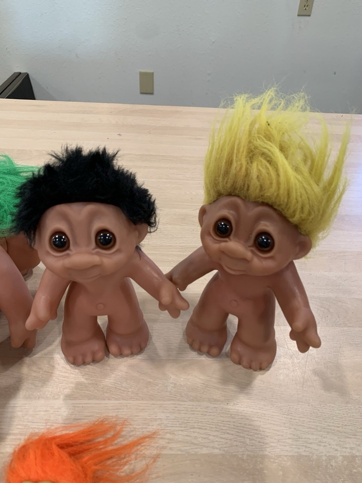 Lot 4 Vintage troll doll - Thomas Dam 1977 & 1988 Denamrk dolls figures ...