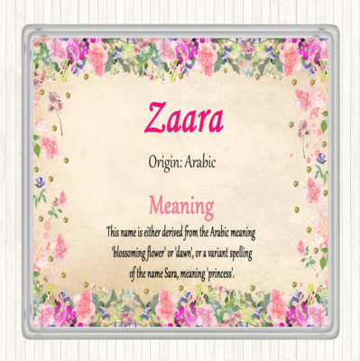 Zaara Name Meaning Drinks Mat Coaster Floral | eBay