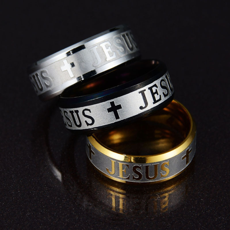 5 Colors 8MM Jesus Christian Cross Prayer Band Mens Women's Stainless ...