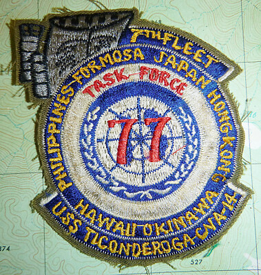 TASK FORCE 77 - 7th Fleet Patch - USS TICONDEROGA - CVA 14 - Vietnam ...