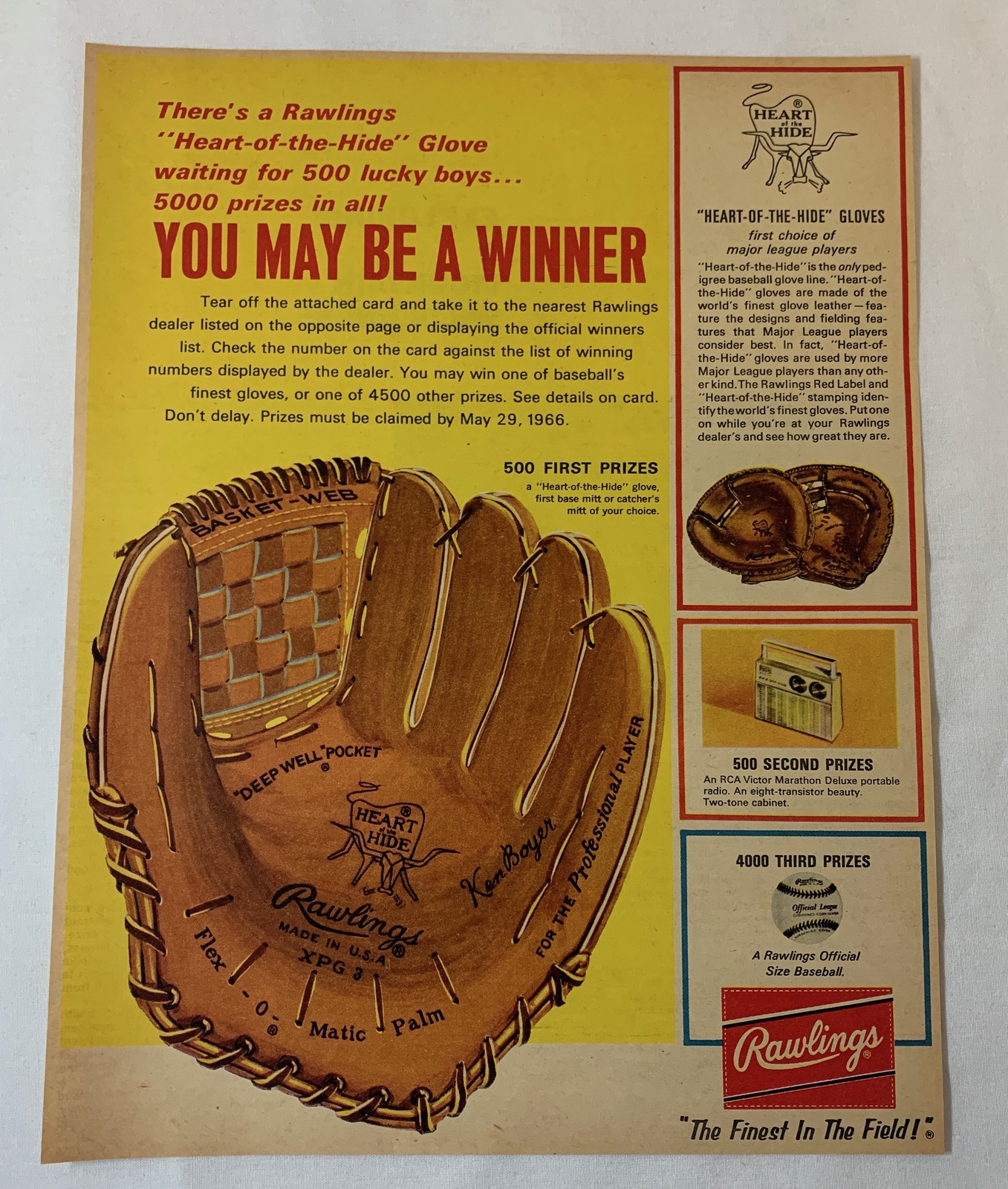 1966 Rawlings baseball glove ad ~ KEN BOYER model | eBay