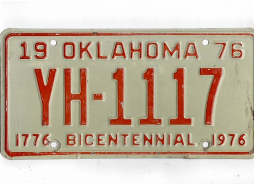 OKLAHOMA passenger 1976 license plate "YH-1117" *****BICENTENNIAL ...