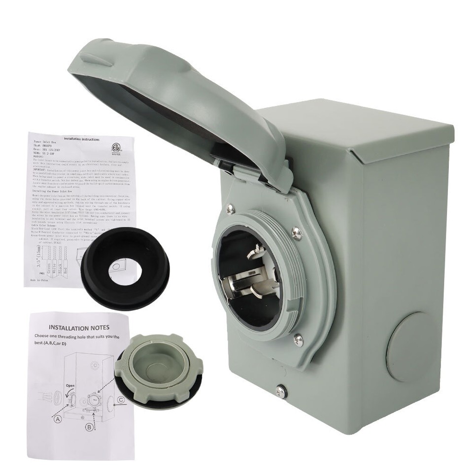50A Generator Power Inlet Box NEMA SS2-50P Power Inlet Box for 3Prong ...