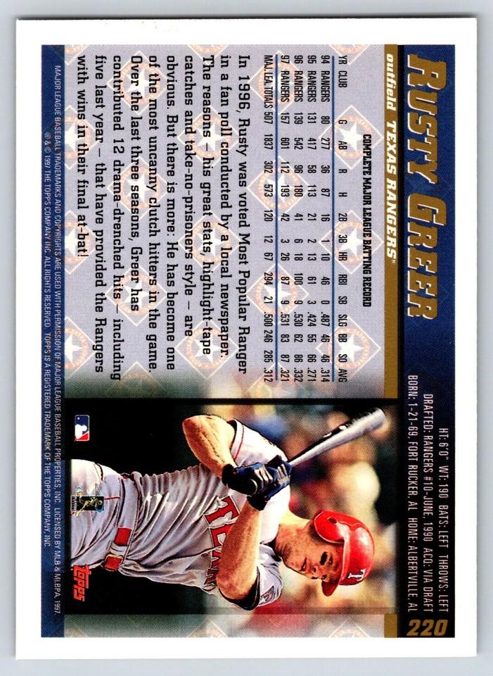 Rusty Greer 1998 Topps #220 | eBay