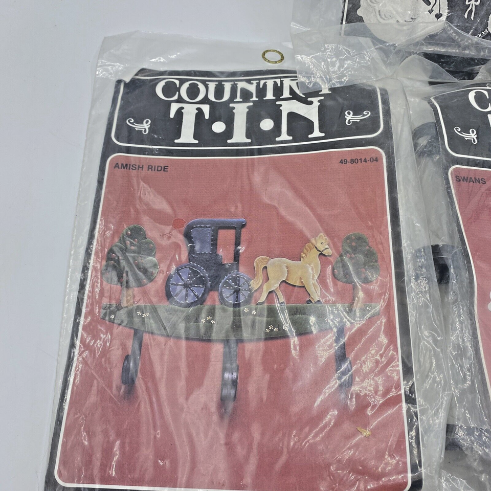 3 Vintage Country Tin Hanging Decor For Painting Craft World Swans ...