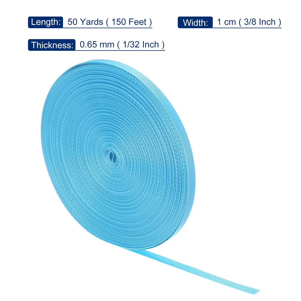 Nylon Webbing Strap Flat 3/8" 50 Yards Light Sea Blue for Backpack ...