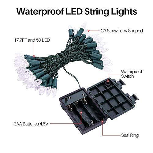 Battery Operated String Lights 18ft 50 Led C3 String Lights Christmas ...