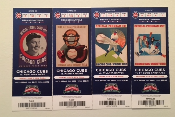 2014 Chicago CUBS Season Ticket Stub - 9 Game ARRIETA Lot - Wrigley ...