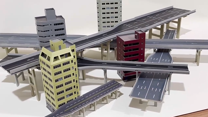 Diorama HO N Scale Highway Viaduct Model City Scene Building Model ...