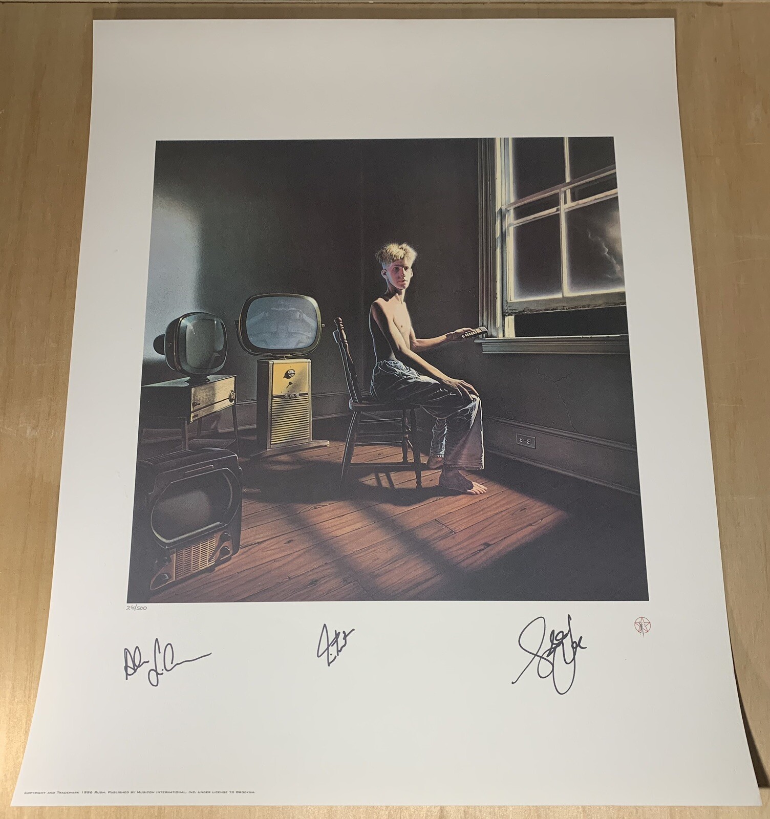 Rush Power Windows signed lithograph X3 Neil Peart Geddy Lee Alex ...