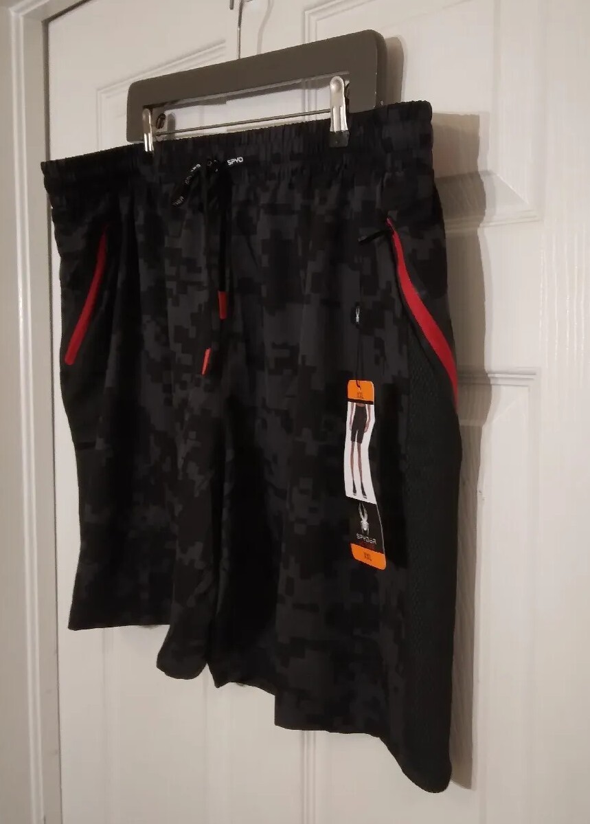 Spyder+Men%27s+Black+Camo+Camouflage+Woven+Active+Workout+Gym+Shorts ...