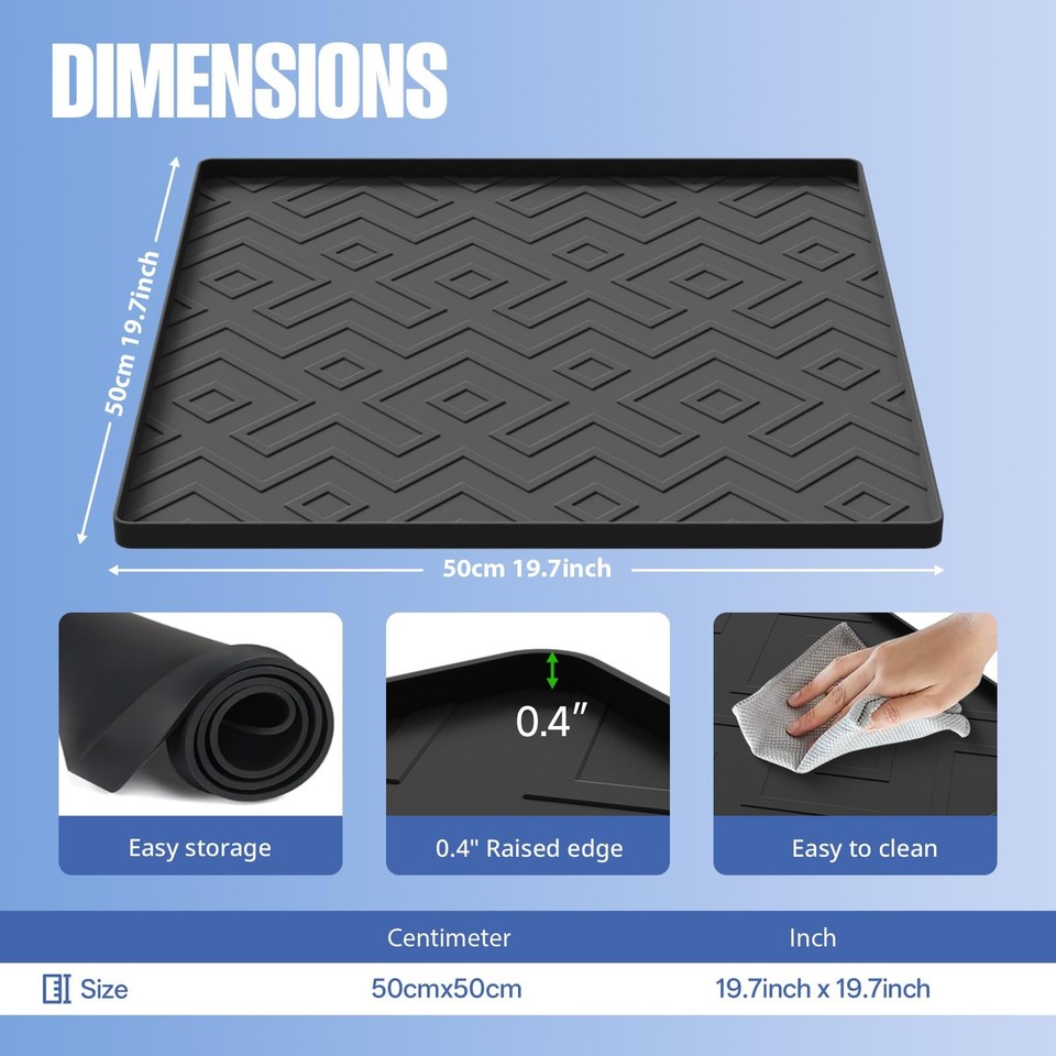 Portable Air Conditioner Silicone Mat with Raised Edges, 20''x20''x0.4 ...