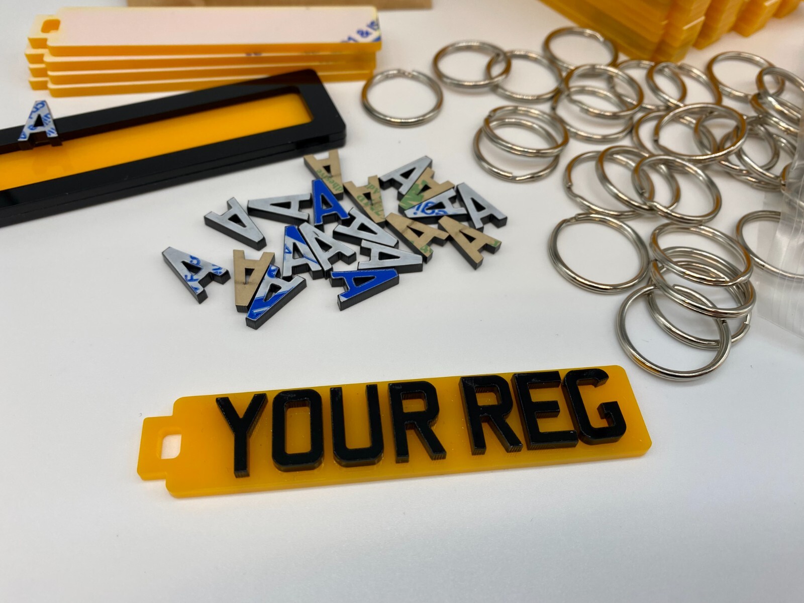 3D 4D Laser Cut Car Licence Number Plate Key Ring Fob KeyRing Chain 100 ...