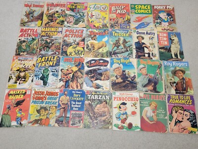 Golden/Silver Age Roy Rogers Lone Ranger Men of War Soldier Comics Lot ...