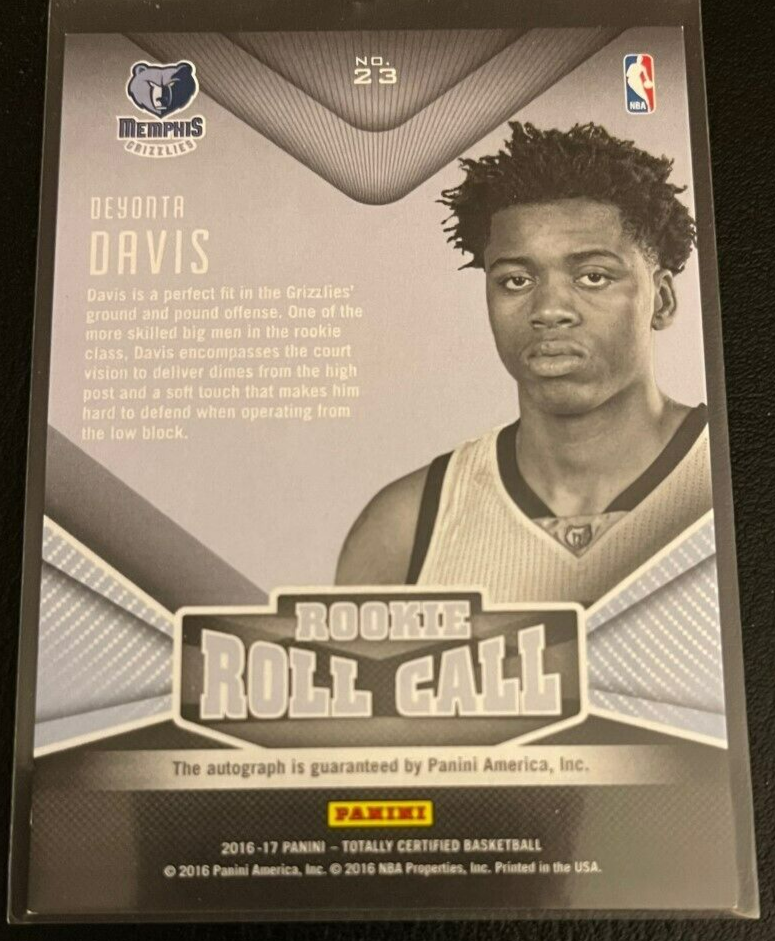 2016-17 Panini Totally Certified Roll Call Deyonta Davis #23 Rookie ...