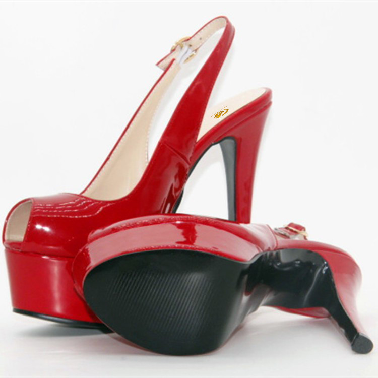 Fashion Women Heels Peep Toe High Heel Pumps Shinny Red Shoes Woman ...