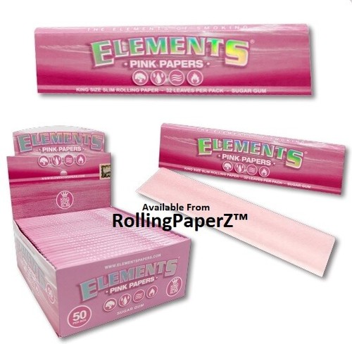 NEW RELEASE! 5X PACKS of "ELEMENTS PINK" King Size Slim Rolling Papers ...