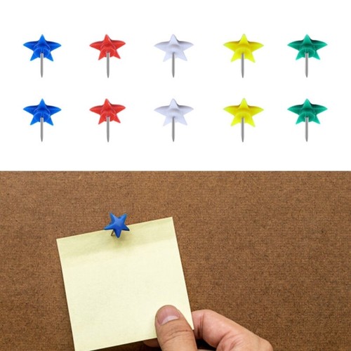 100 Pcs Five Pointed Star Push Pins Map Pins Message Board Tacks Thumb ...