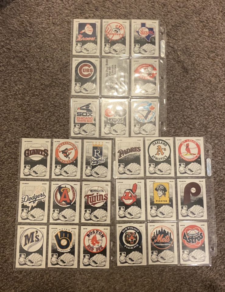 1987 Fleer Baseball Team Logo stickers (26) one per team - great shape ...