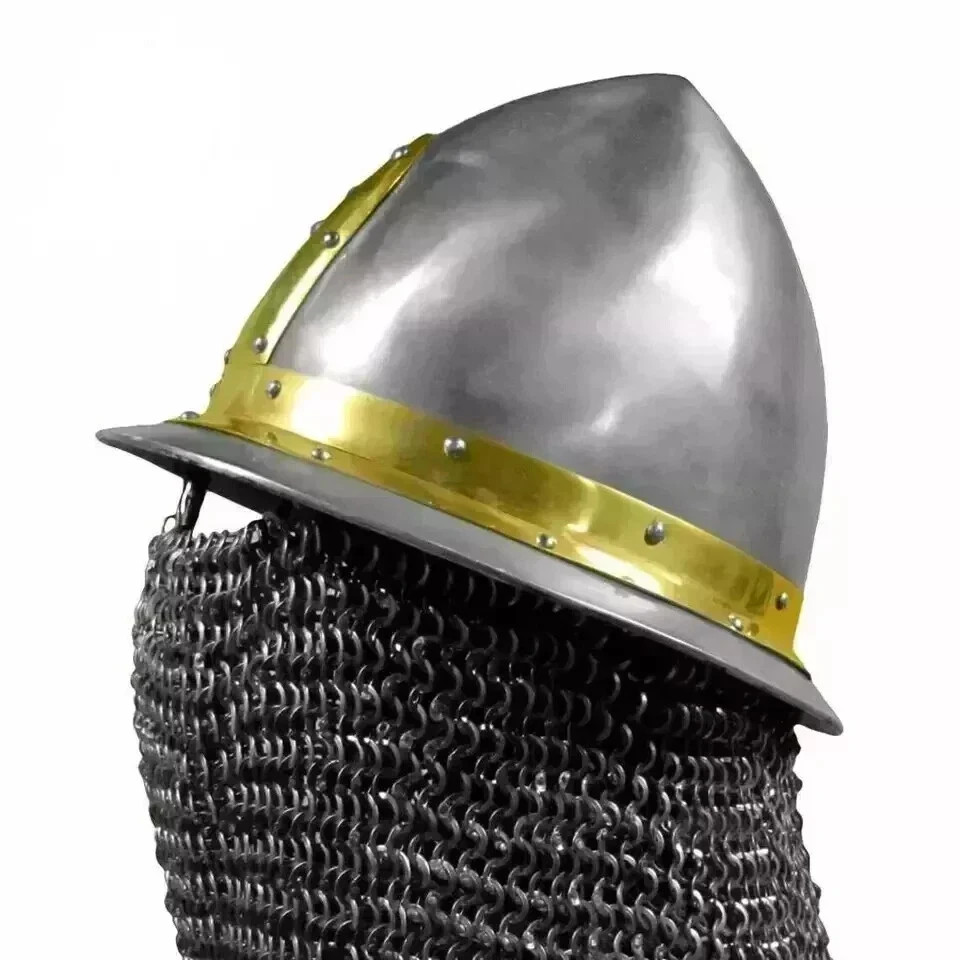 Medieval Knight Helmet Byzantine Kettle Hat Helmet With Chain Mail ...