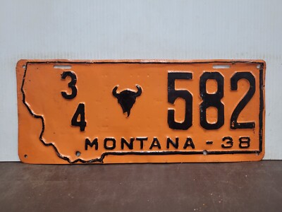 1938 Montana BUFFALO HEAD License Plate Tag | eBay