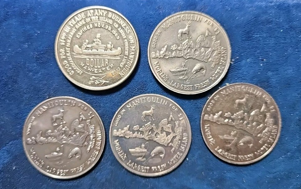 1969-73 (5) Canada O.N. Manitoulin Haweater Dollar Token Coin (CA.#0726 ...