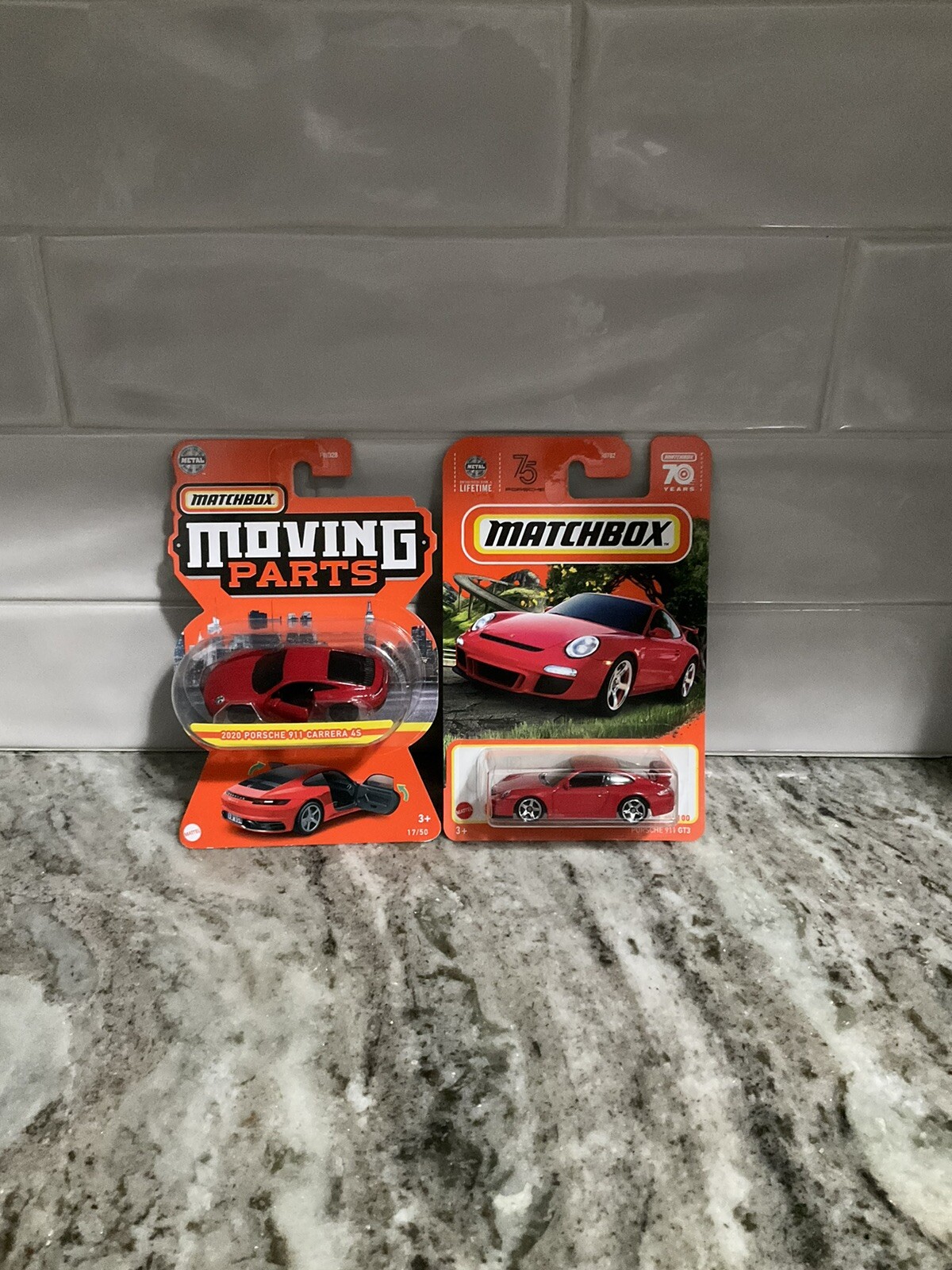 Matchbox Moving Parts 2020 Porsche 911 Carrera 4S + On Card 911 GT3 ...