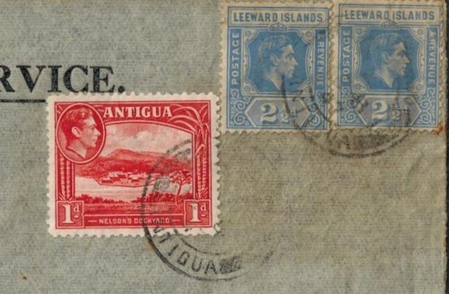 Antigua 1941 OHMS Cover w/ Antigua KGVI SG 99 & Leeward Isles KGVI SG ...