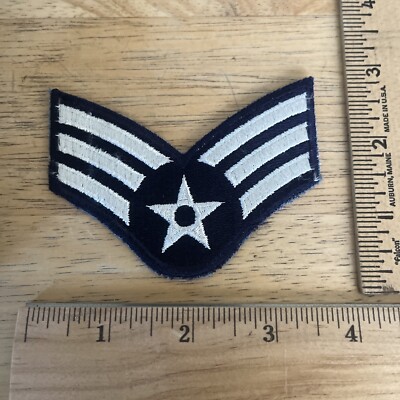 US Air Force Senior Airman Chevron Blue Silver 3 Stripes V3 Uniform ...