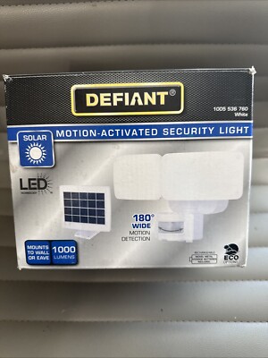 Defiant 1000 Lumens 180° White Solar Powered Motion Activated Outdoor ...