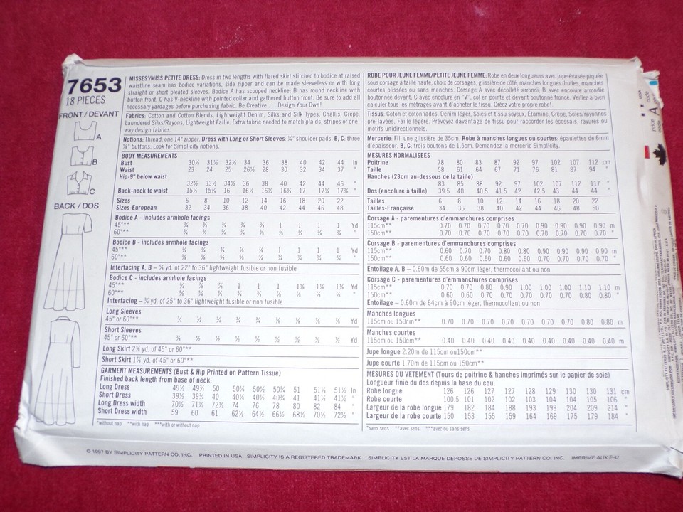 🌹 UNCIRCULATED SIMPLICITY #7653 - LADIES SCOOP NECKLINE DRESS PATTERN 6 ...