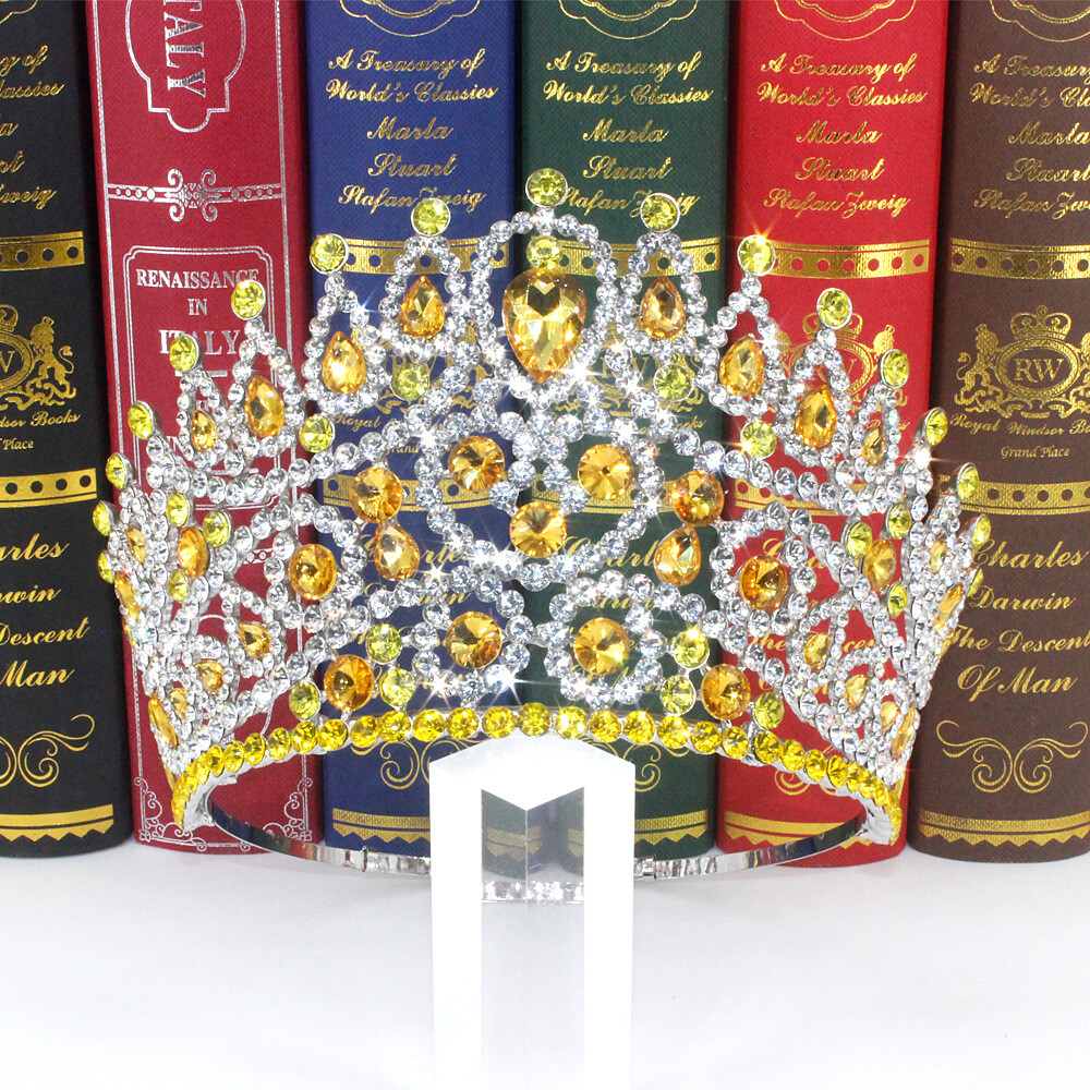 12.4cm Tall Crystal Tiara Crown Wedding Queen Princess Prom Adjustable ...