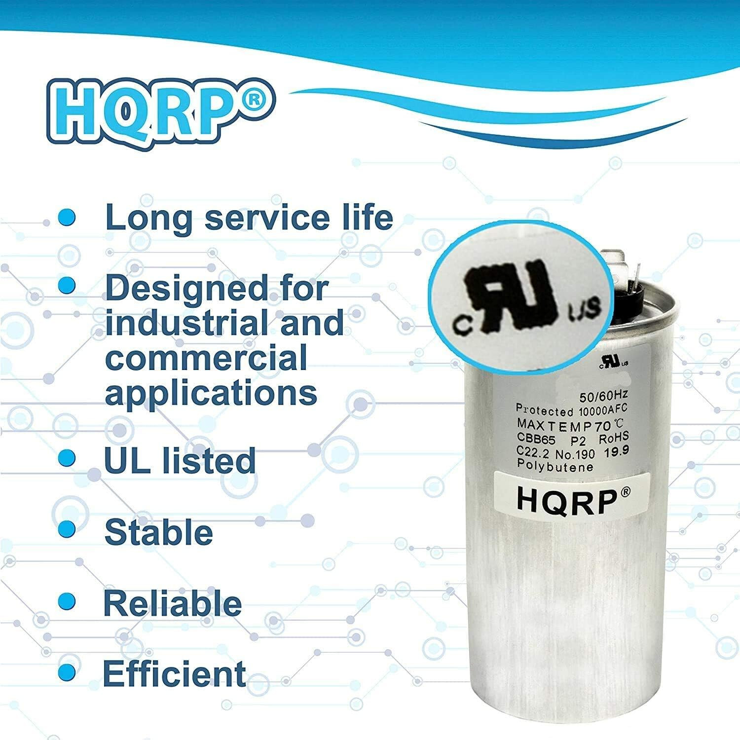 HQRP 80uf 250V Run Capacitor AC Electric Motor Start 80MFD Harbor ...
