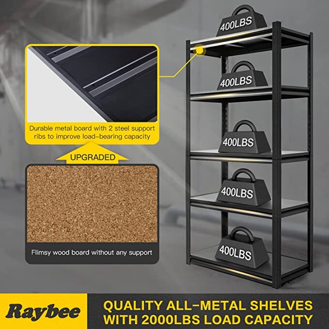 Heavy Duty Muscle Rack Garage Steel Storage 5 Shelf Adjustable Shelves ...