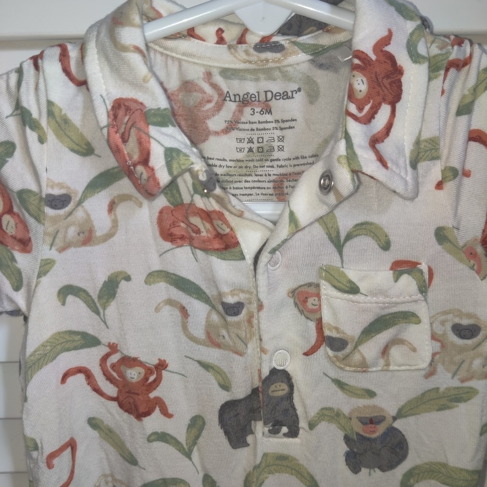 Angel Dear Bamboo Baby Romper with a Monkey Print Shortie Baby Size 3 ...