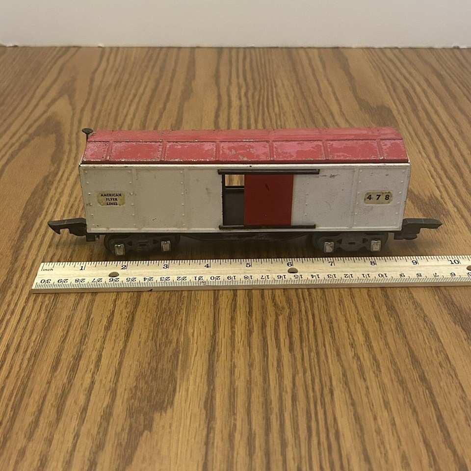 American Flyer Lines 478 O Gauge Metal Freight Boxcar Red & White ...