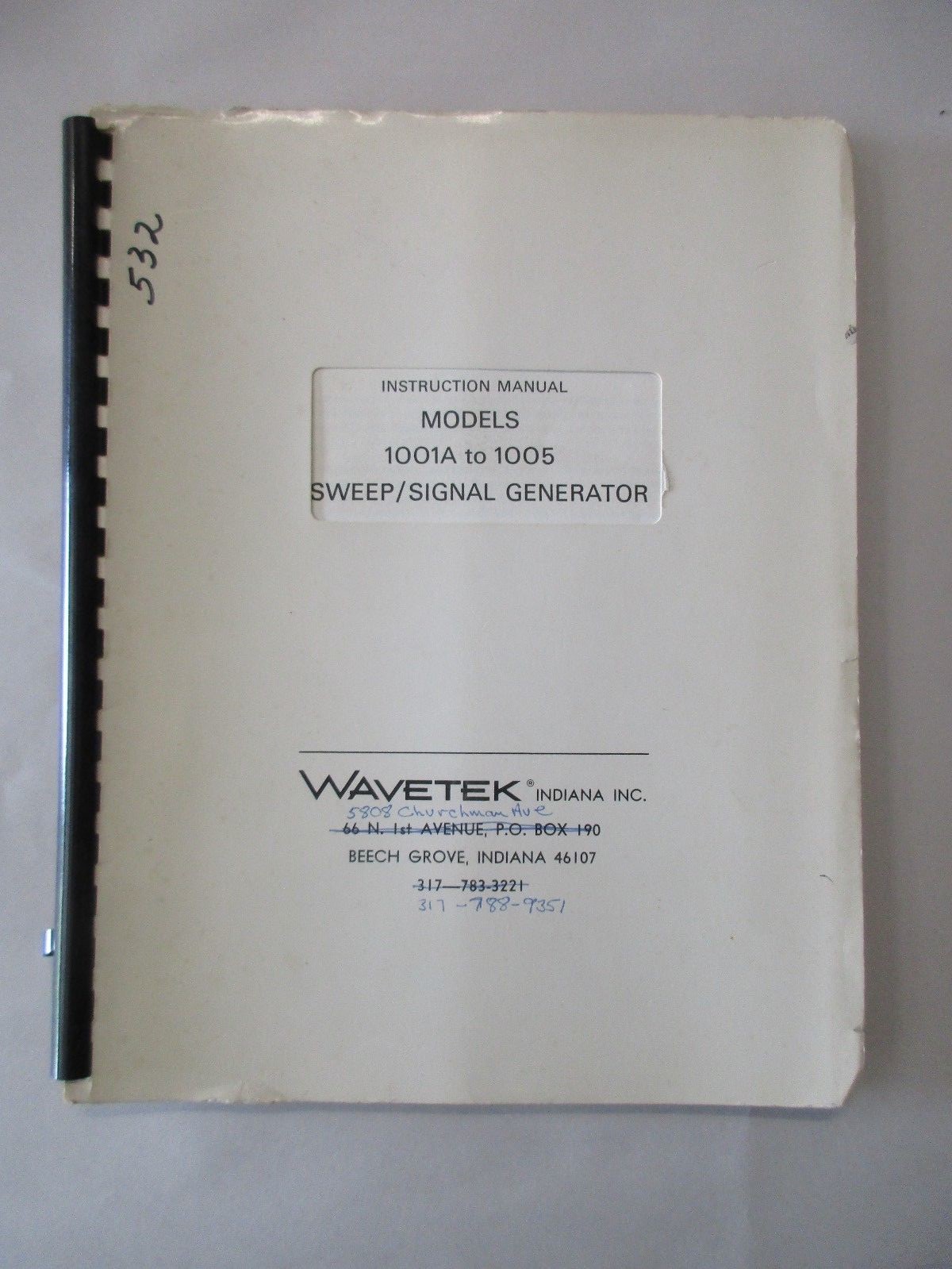 WAVETEK MODELS 1001A TO 1005 SWEEP/SIGNAL GENERATOR INSTRUCTION SERVICE ...
