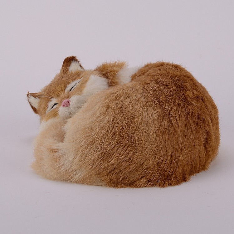 simulation yellow cat model plastic&furs sleeping cat doll gift about ...