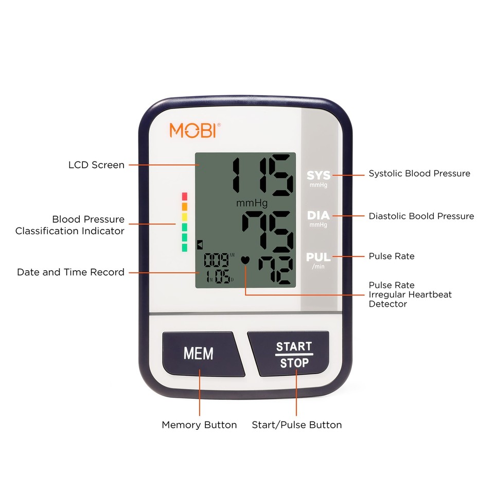 MOBI Blood Pressure Monitor Digital Upper Arm Blood Pressure Machine ...