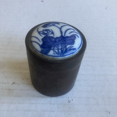 Brass Tobacco Sniff Jar With Hand Painted Ceramic Lid Vintage | eBay
