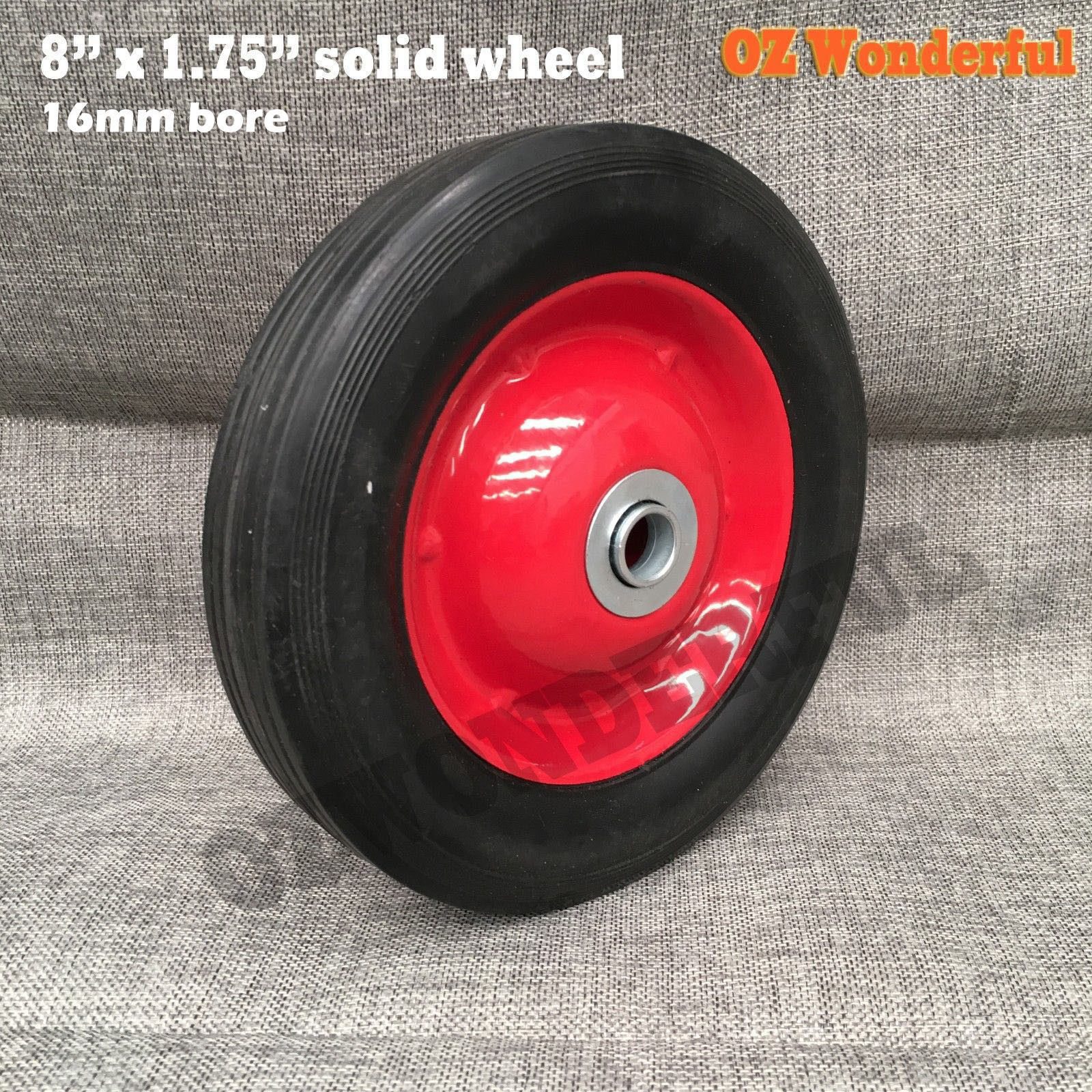 8" 16mm FLAT FREE 1.75" SOLID RUBBER WHEELS Jockey wheel Trolley CART ...