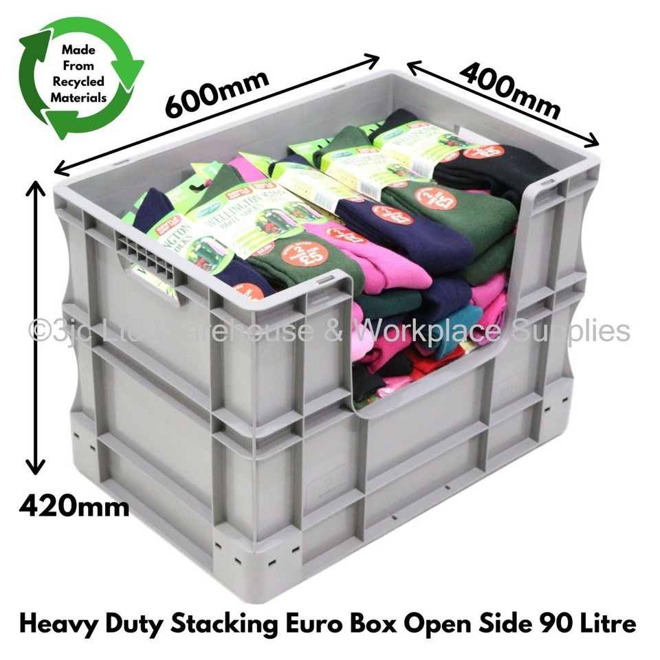 NEW Stacking Heavy Duty Commercial Type Plastic Euro Storage Box Boxes ...