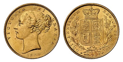 GREAT BRITAIN Victoria 1864 Sovereign. NGC MS64 S-3853. Die Number 52 ...
