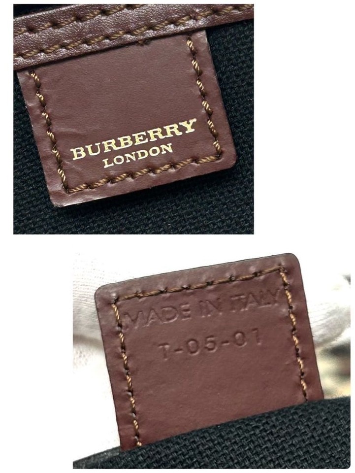 BURBERRY PVC Leather Mini Boston Handbag Beige Nova Check Logo Vintage ...