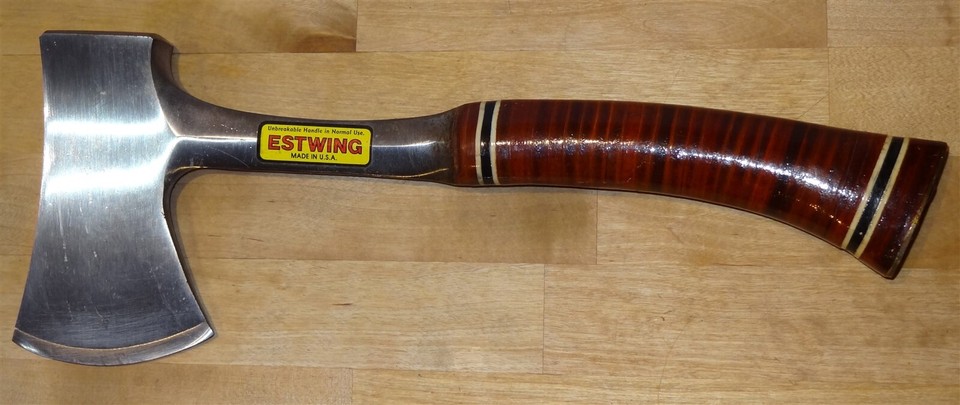 RARE Estwing Made In USA Sportsman Axe Hatchet Stacked Leather Handle w ...